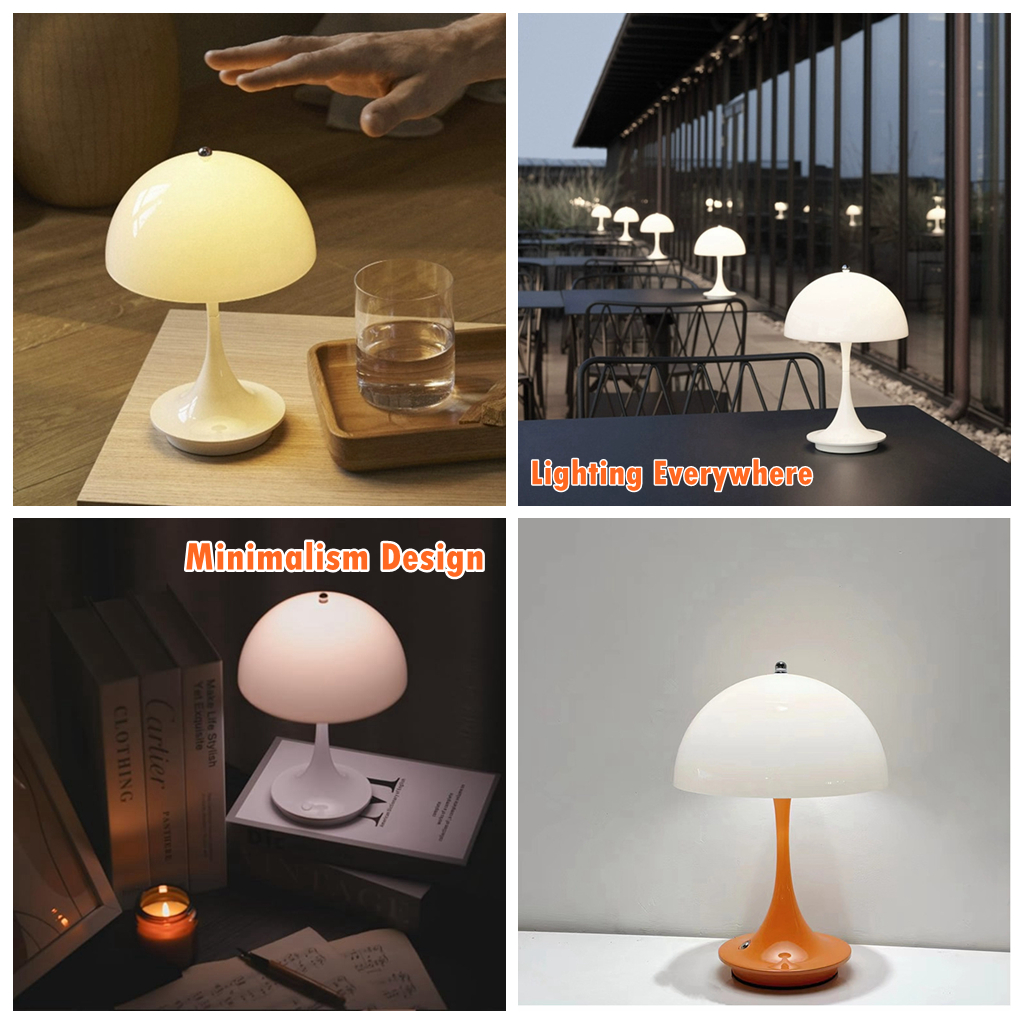 3 Color Touch Dimmable Bedside Light Rechargeable LED Nordic Table Lamp ...