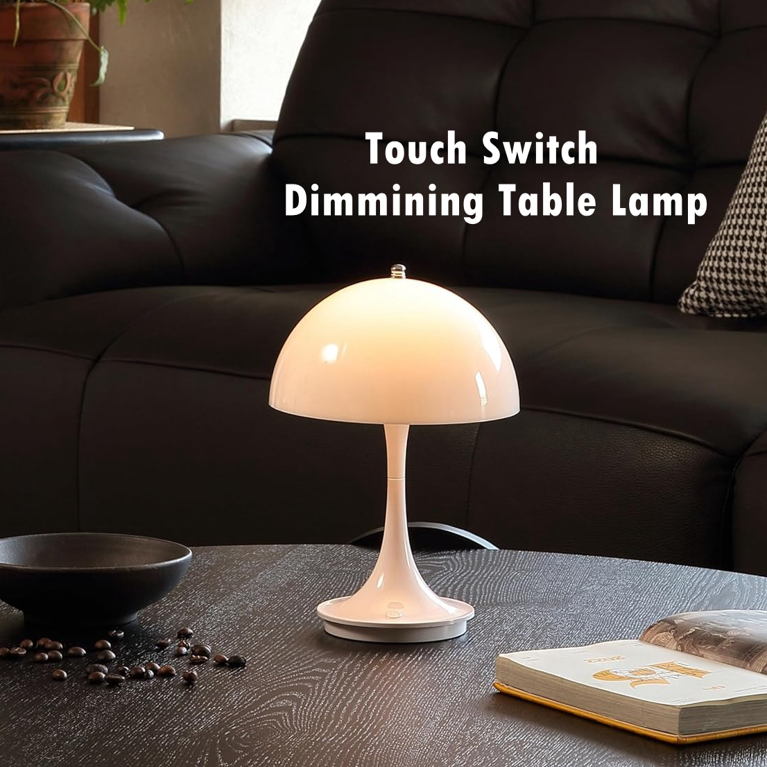 3 Color Touch Dimmable Bedside Light Rechargeable LED Nordic Table Lamp ...