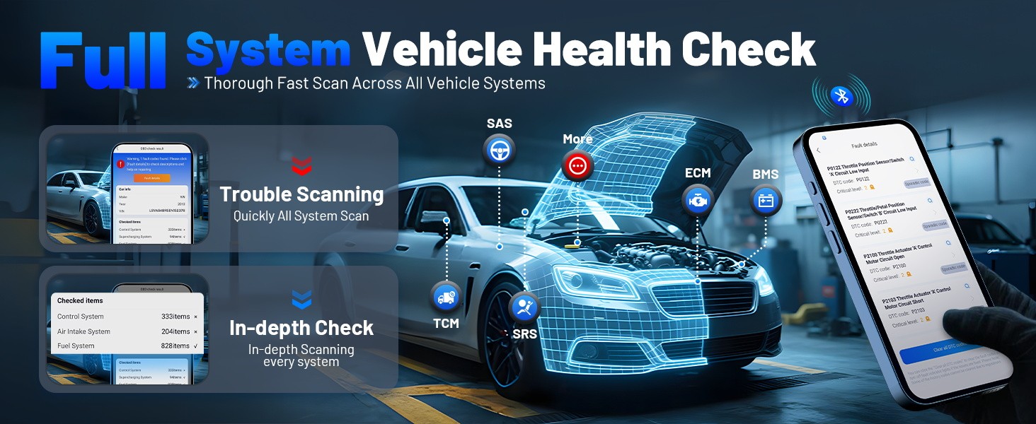 XTOOL AD20 PRO Lifetime Free Updates Wireless OBD2 Scanner Full System ...