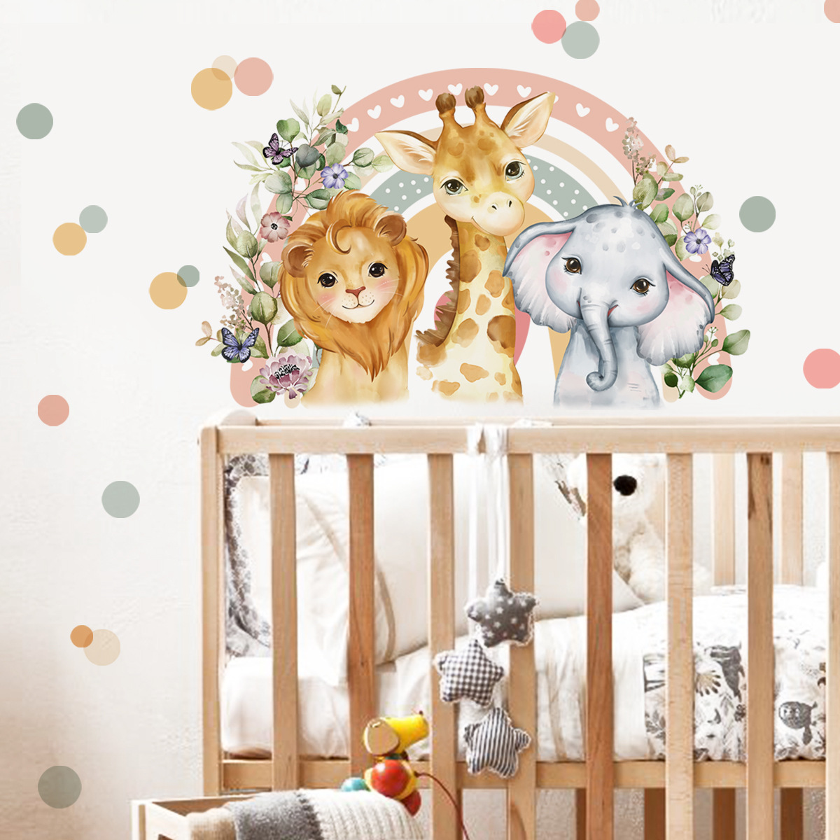 Animal Wall Sticker, Lion Giraffe Rainbow Design, 1M for Home Bedroom ...