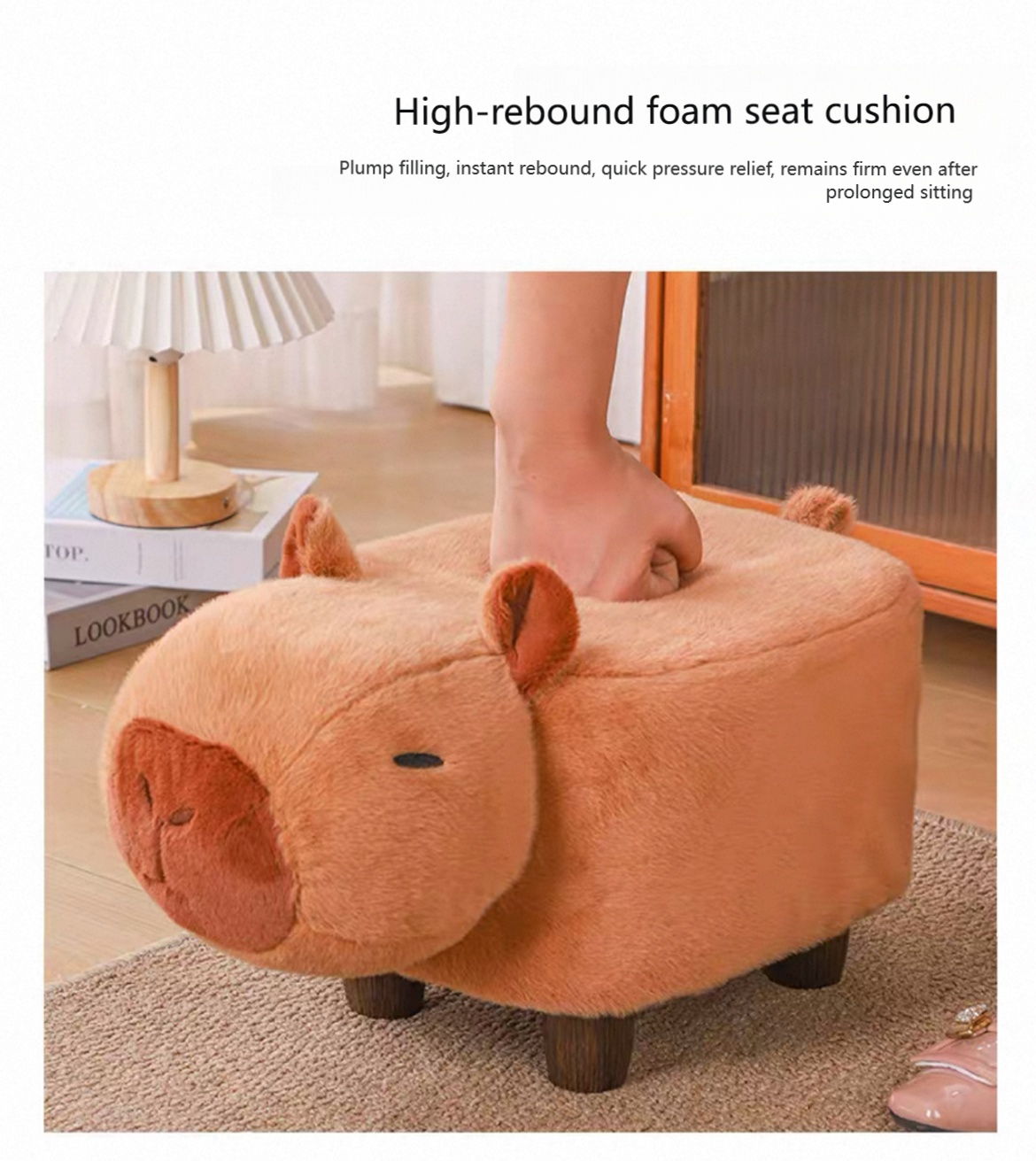 Capybara Plush Stool Household Low Stool Sturdy Entrance Shoe Stool ...