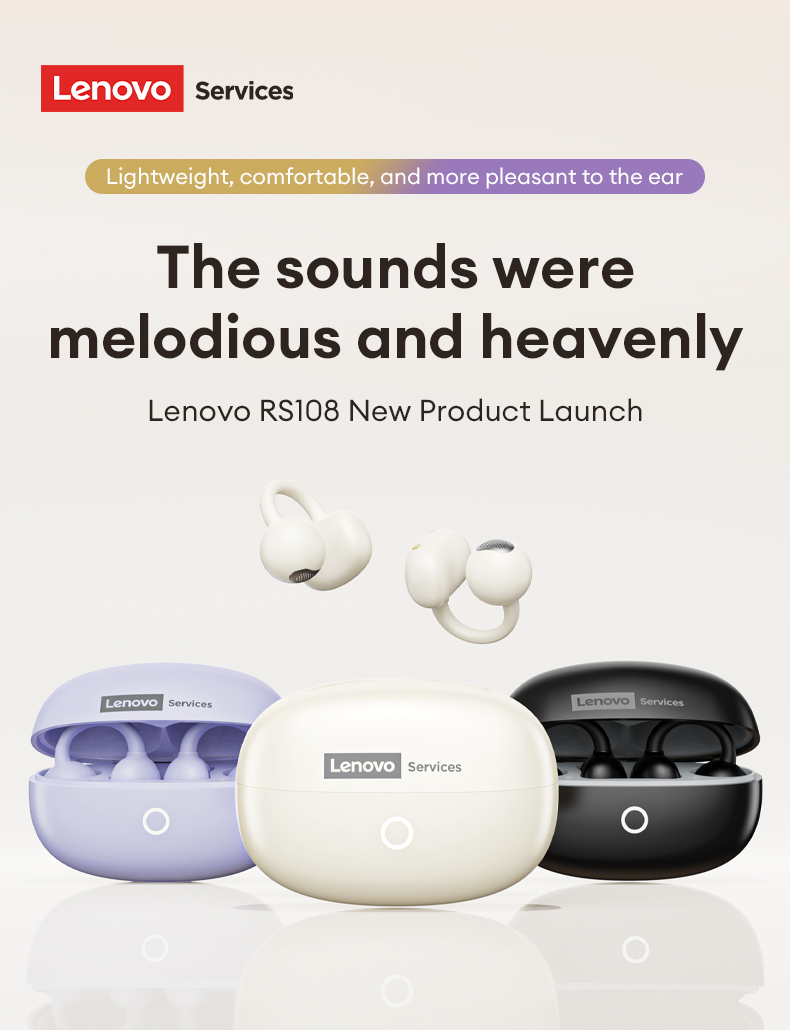 Lenovo RS108 Wireless Bluetooth Earphones Panoramic HIFI Sound Effects ...