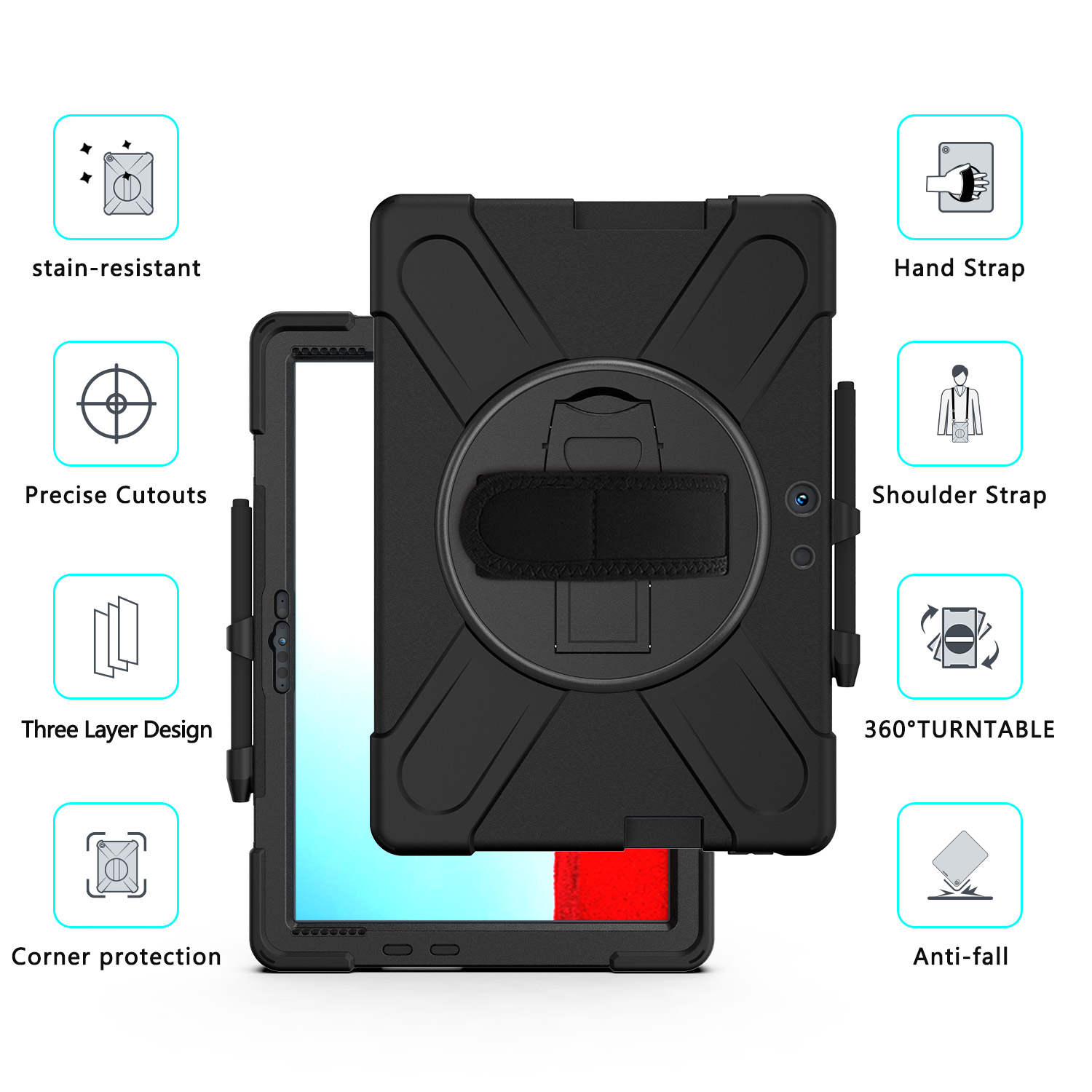 Case for Microsoft Surface Pro X Case Multiple Angle Viewing Kickstand ...