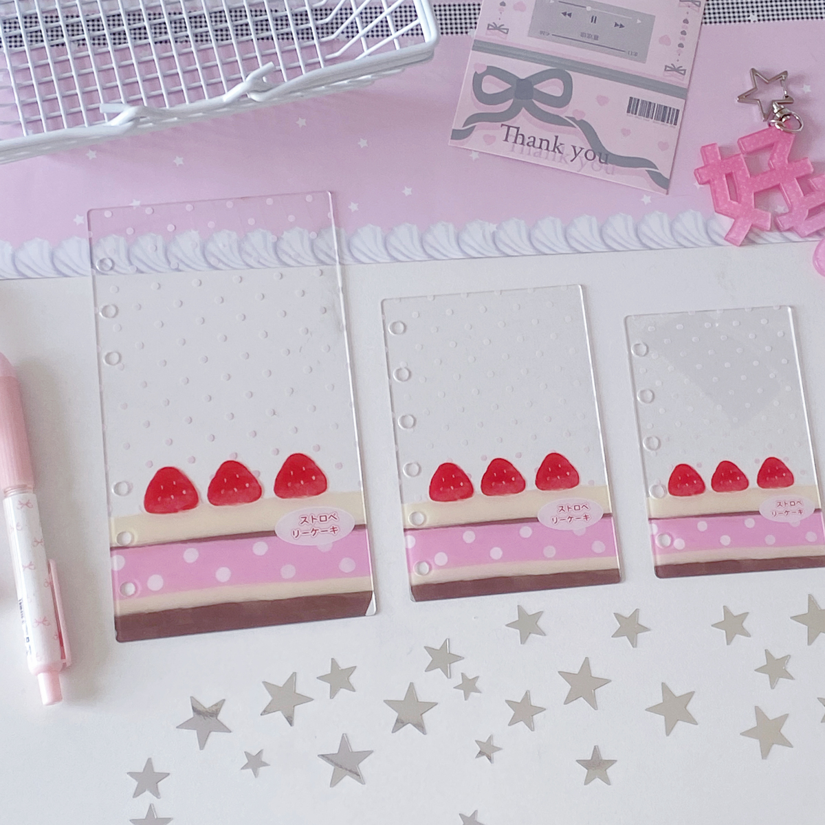 Strawberry Cake Theme Acrylic Divider Page Strawberry Cake Double ...