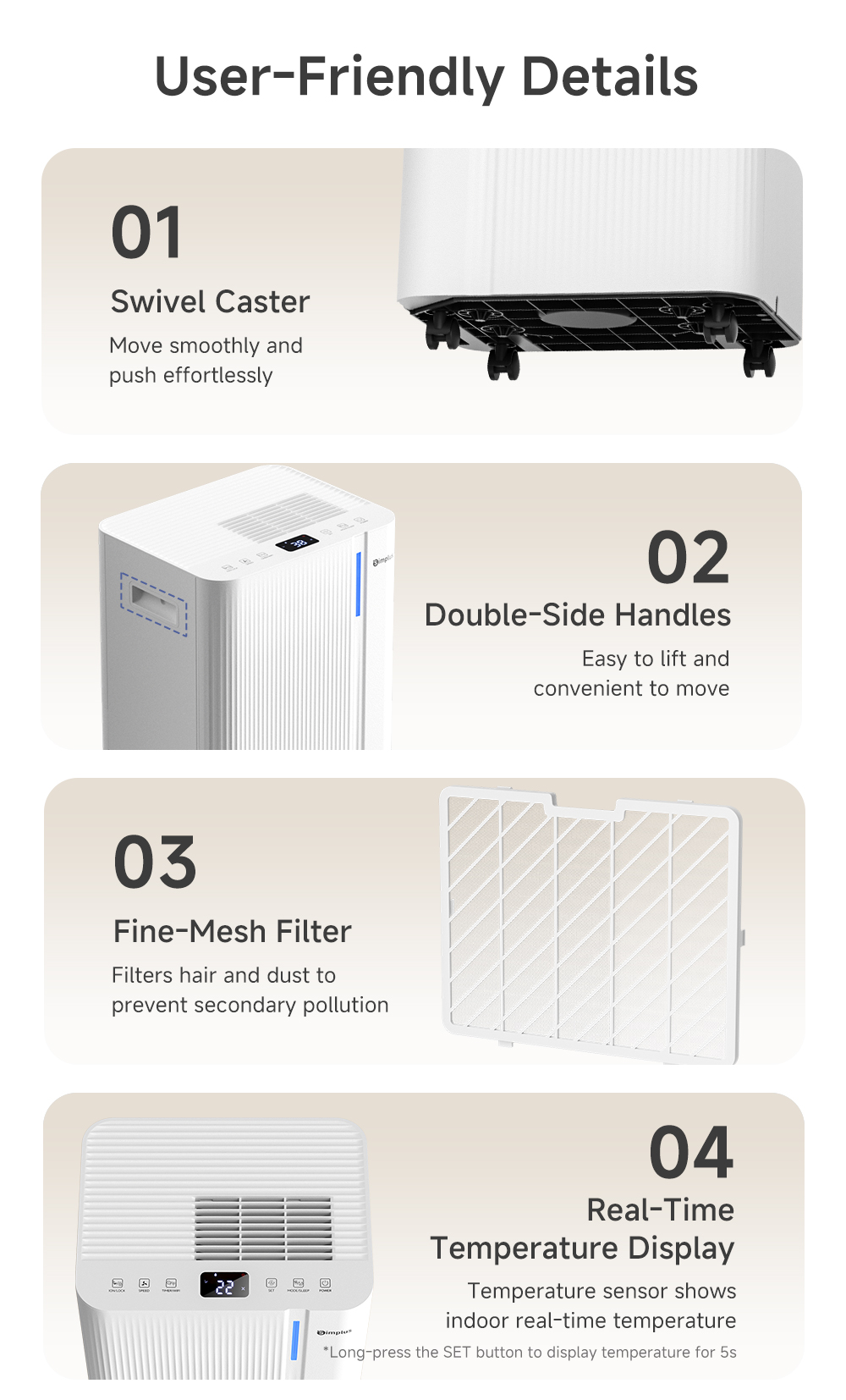 Simplus Dehumidifier 20L/Day APP Remote Control Daily Dehumidification ...