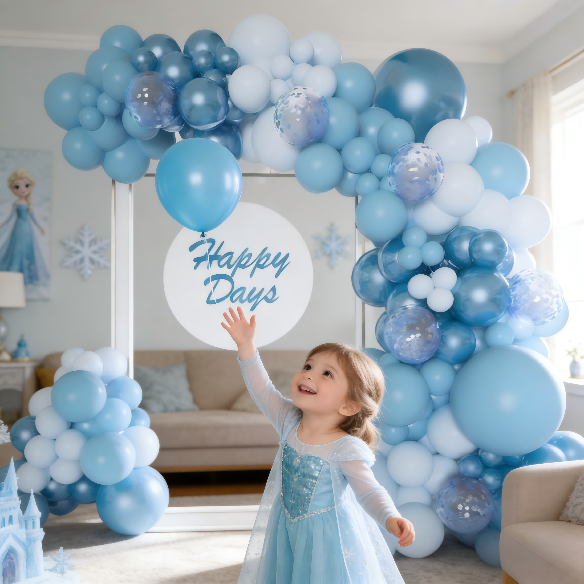 Frozen Elsa Anna Blue Balloon Garland Arch Kit Christening Decoration ...