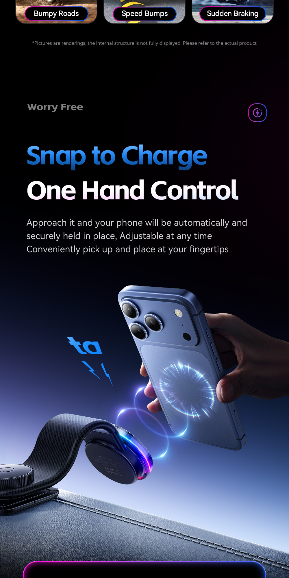 Essager 15W Magnetic Wireless Charging Car Holder Strong Adhesive Base ...