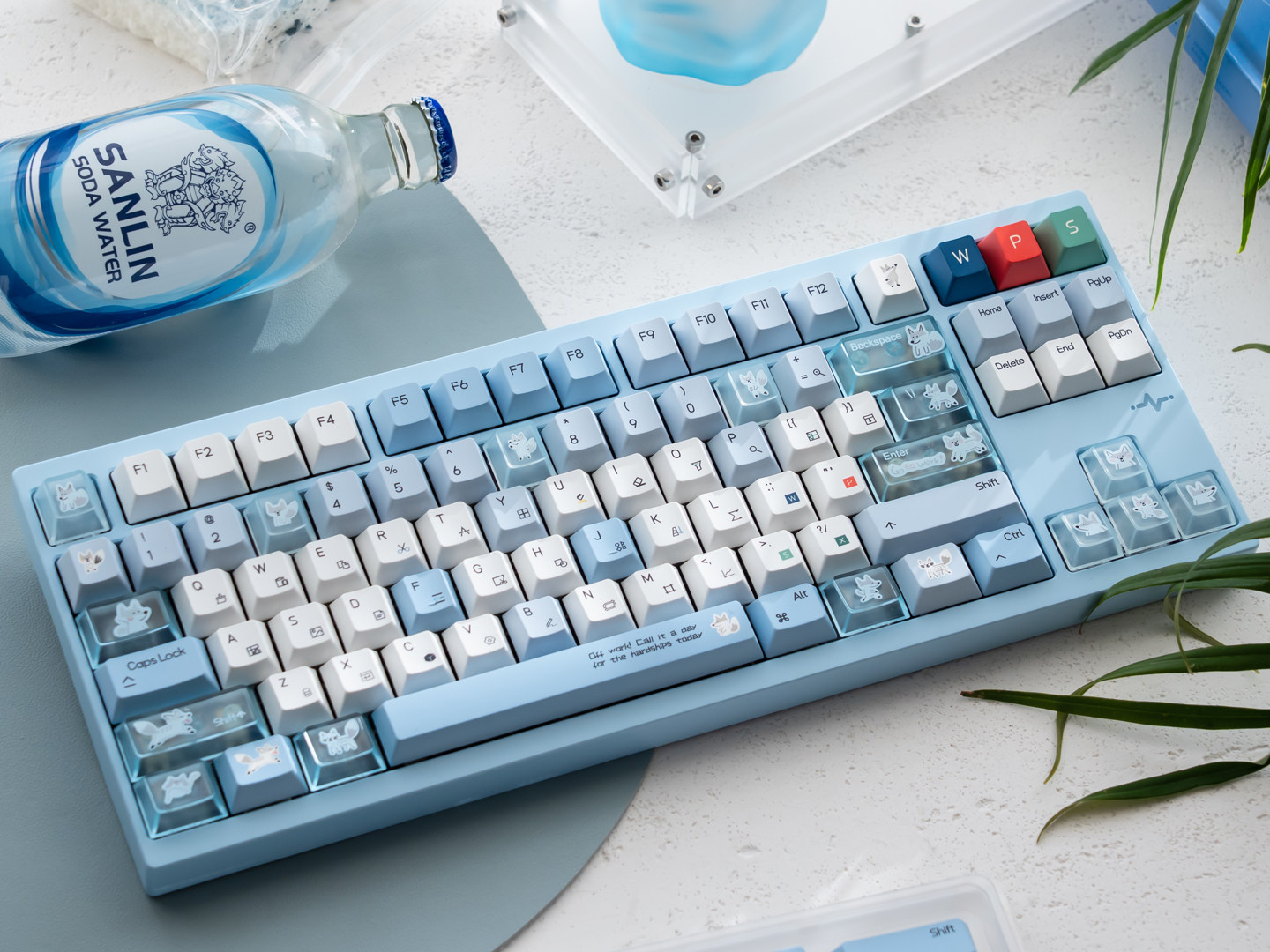 Taptempo Working Fox Keycaps Blue PBT+PC Transparent Cherry Profile ...