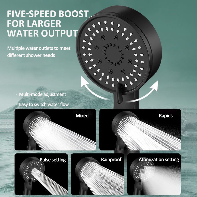 4 in 1 Shower Head Set 5-speed Booster Shower Bathroom Shower Set One ...