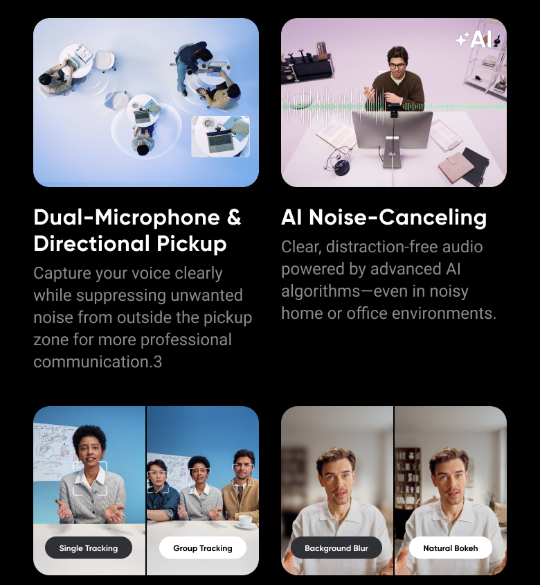 Insta360 Link 2C Pro – 4K Webcam for PC/Mac, 1/1.3” Sensor, Low-Light ...