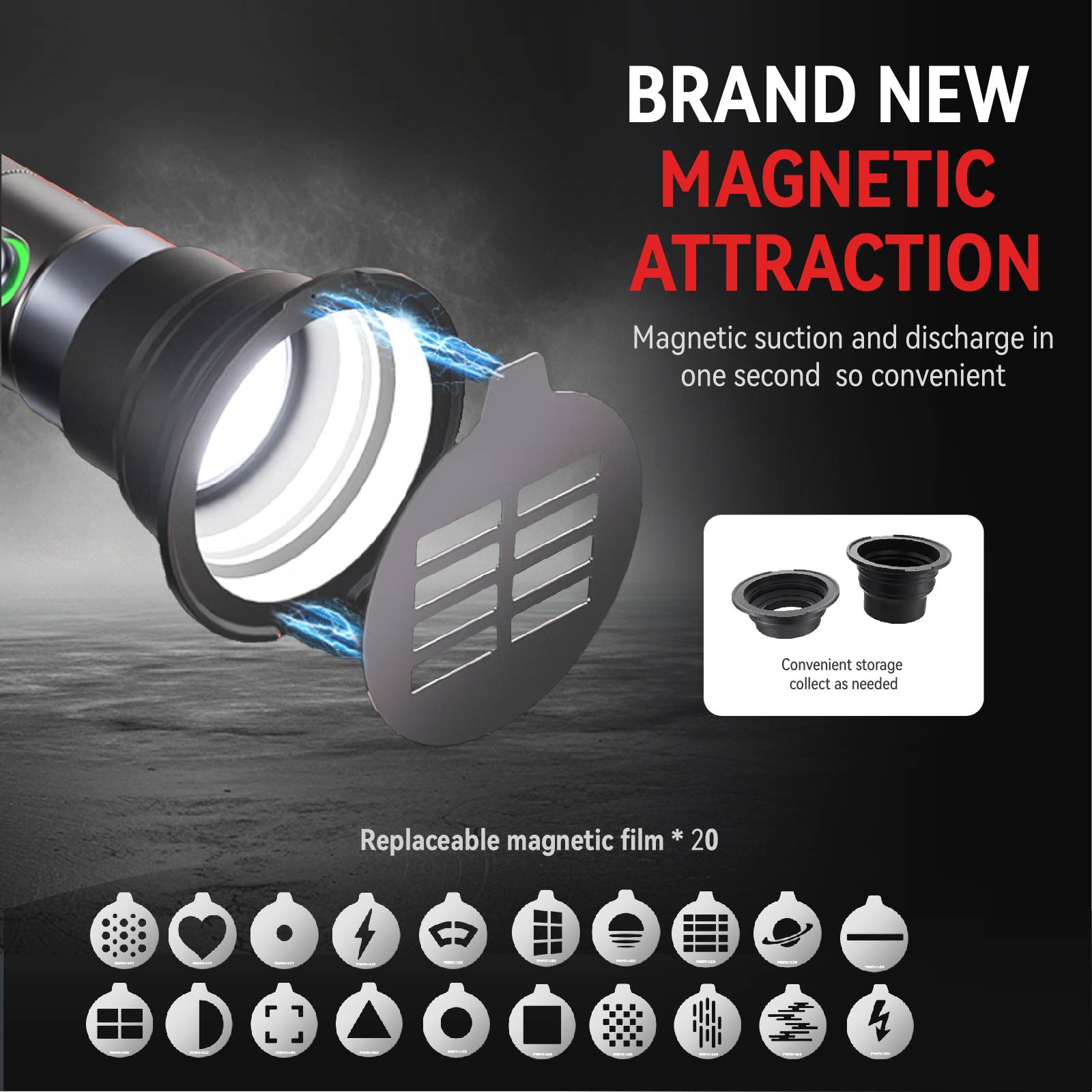 PHOTOOLEX Four Colors Photography Flashlight 10W 20pcs Magnetic gobos ...