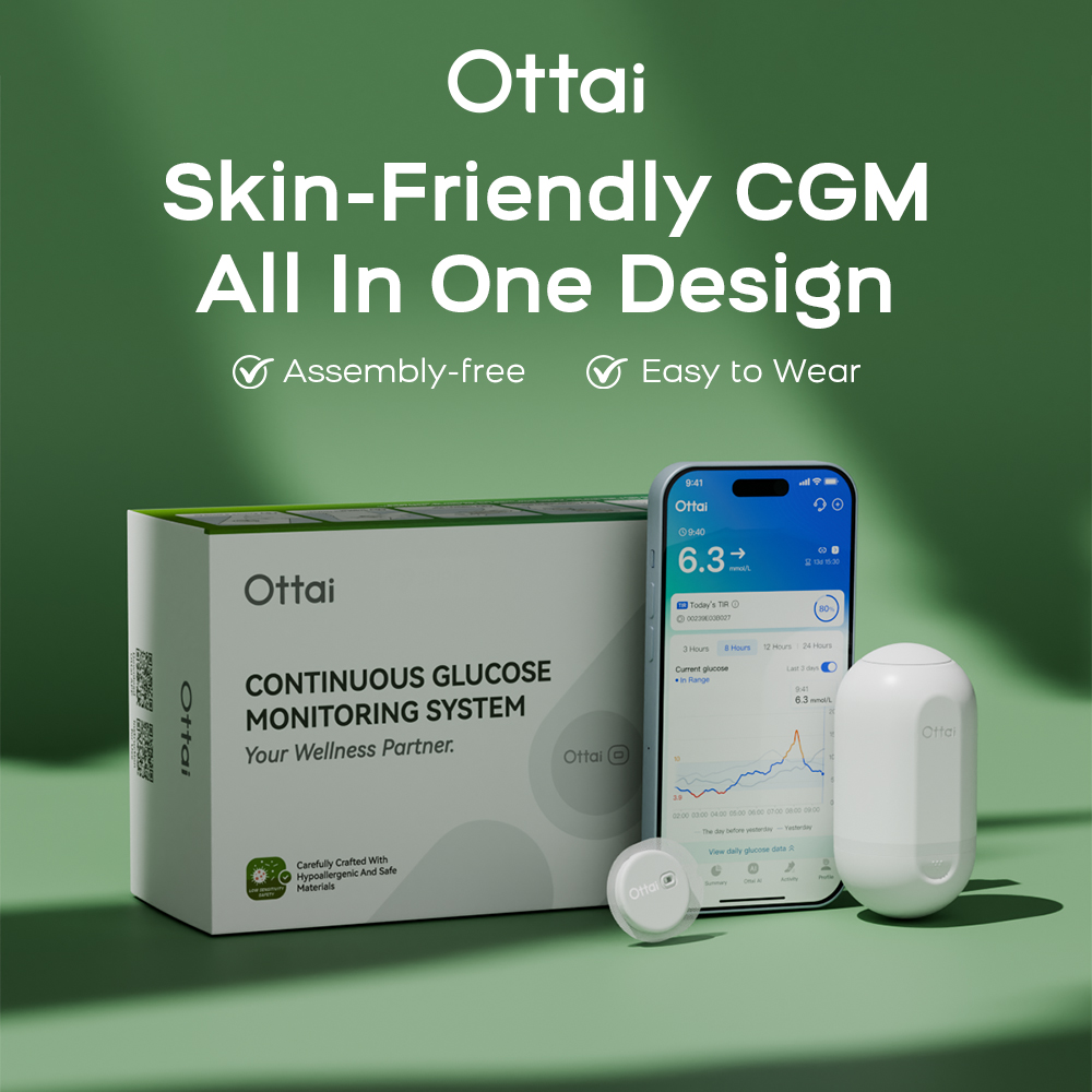 Ottai 3Sets Hypoallergenic Version Blood Glucose Meter 24h Real-time ...