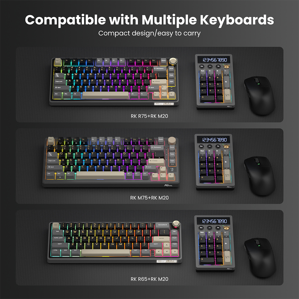 RK Royal Kludge M20 Numeric Keypad Calculator 2 In 1 With Toggle Knob ...