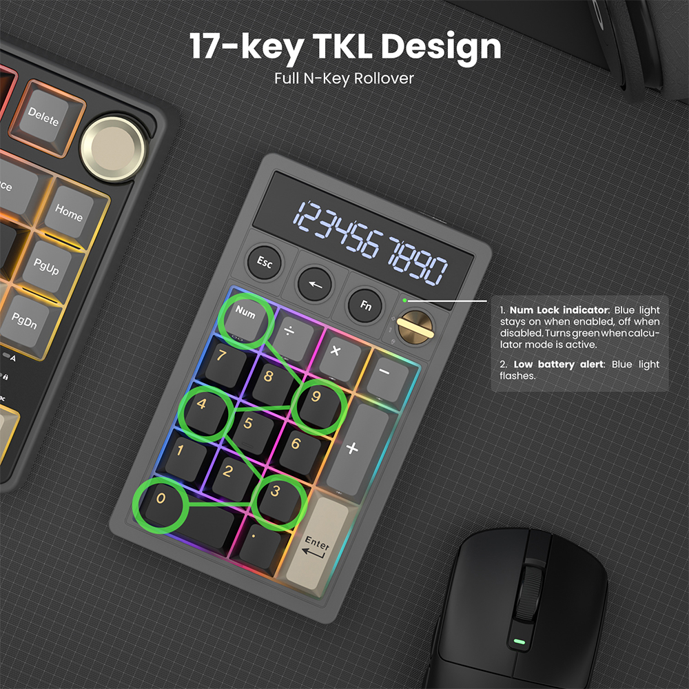 RK Royal Kludge M20 Numeric Keypad Calculator 2 In 1 With Toggle Knob ...