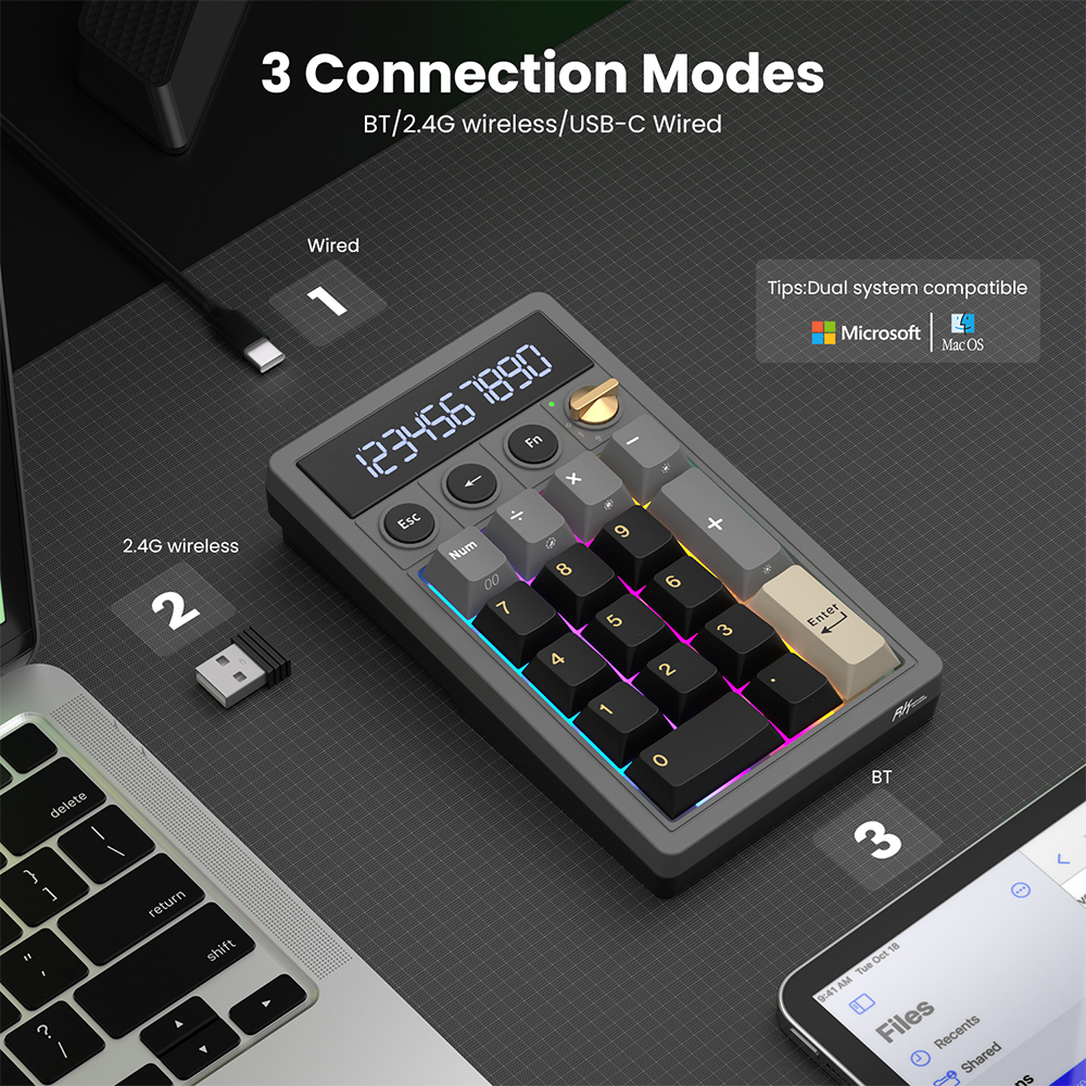 RK Royal Kludge M20 Numeric Keypad Calculator 2 In 1 With Toggle Knob ...