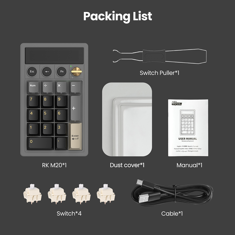 RK Royal Kludge M20 Numeric Keypad Calculator 2 In 1 With Toggle Knob ...