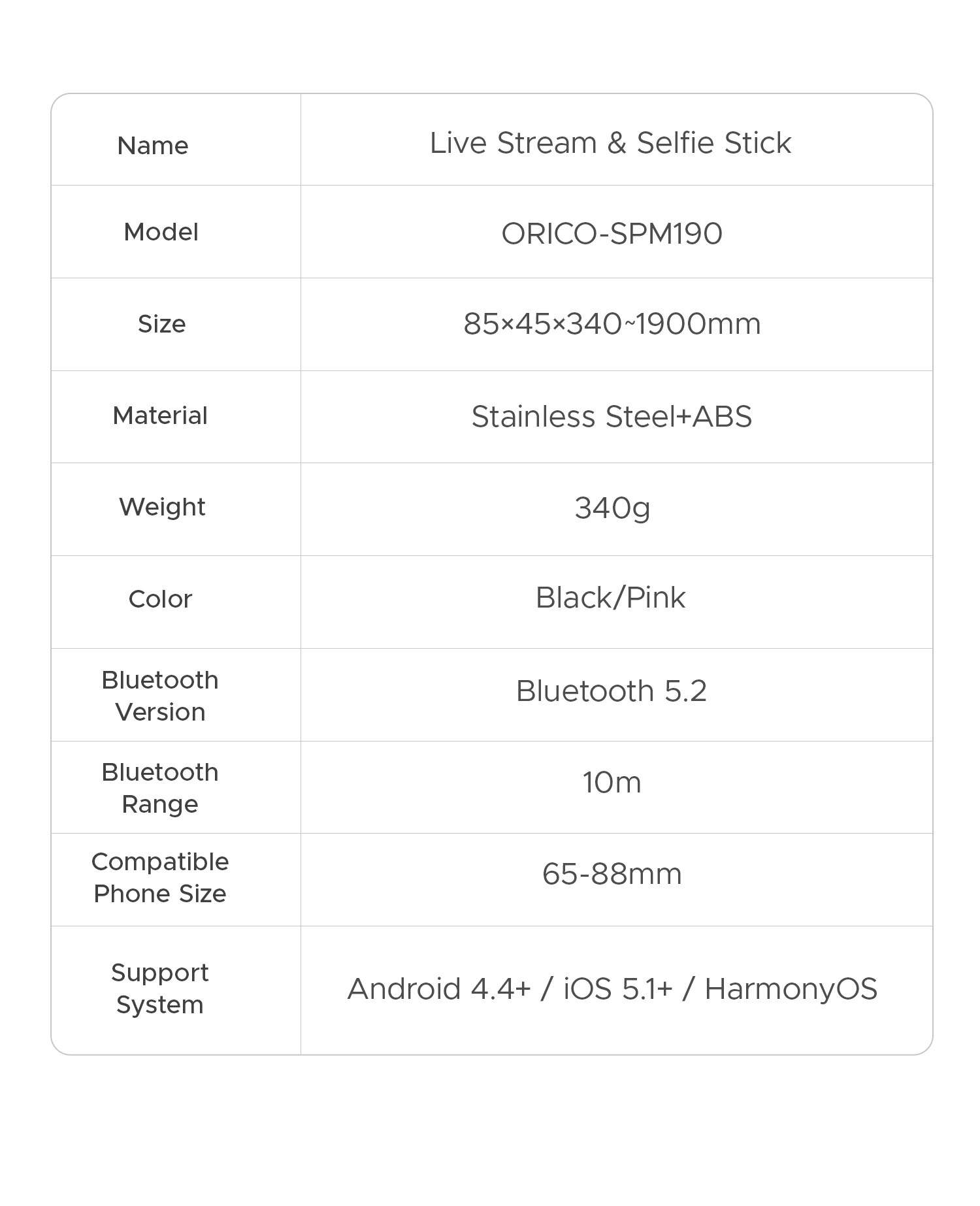 ORICO Selfie Stick Tripod Stand 1900mm Extended 10m Bluetooth Remote ...