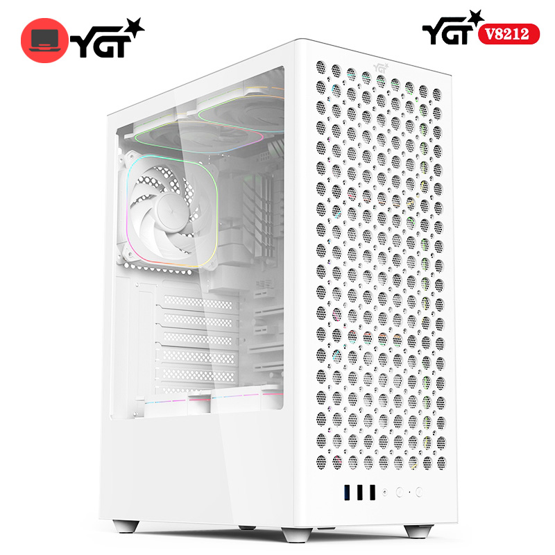 YGT V8212 Desktop Case With Tempered Glass Mid-Tower Mesh Panel Pc ...