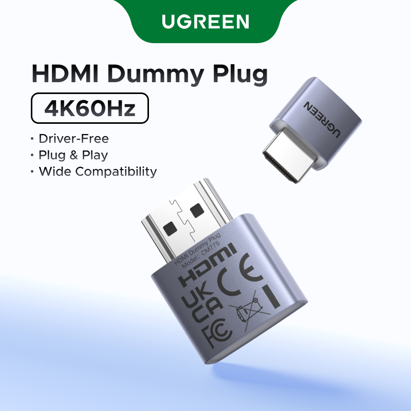 UGREEN HDMI Dummy Plug 4K60Hz Custom Resolution Driver-Free Plug & Play ...