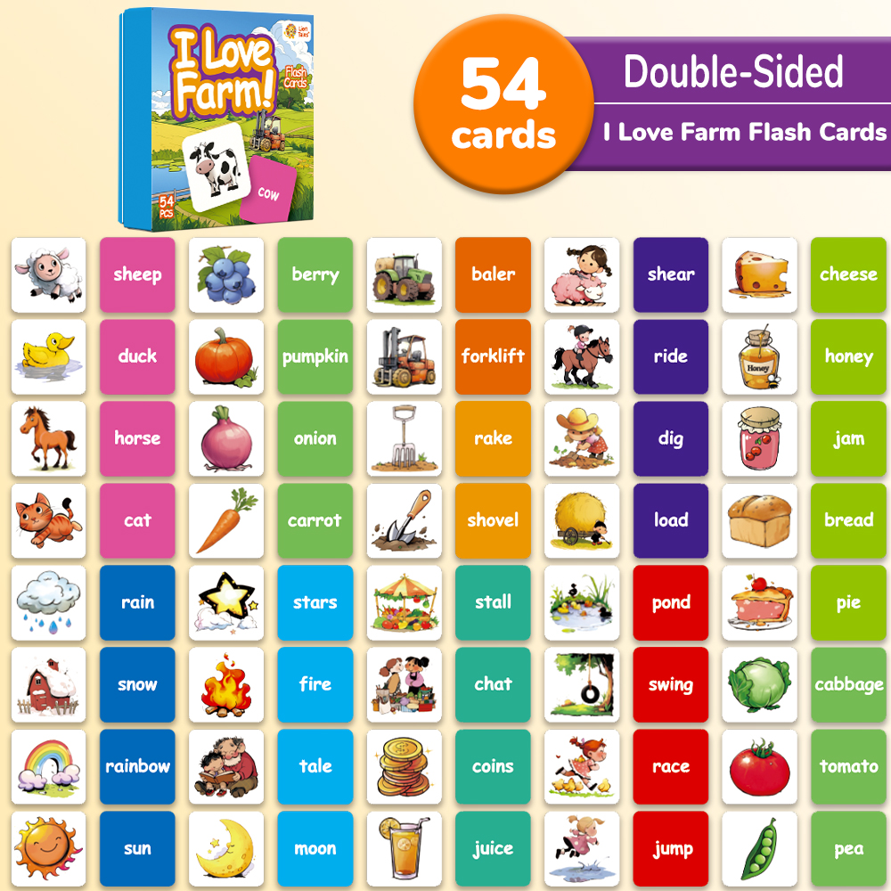 BEAR TALE 54 Flash Cards Children's Animal Vegetable Cognitive Cards ...