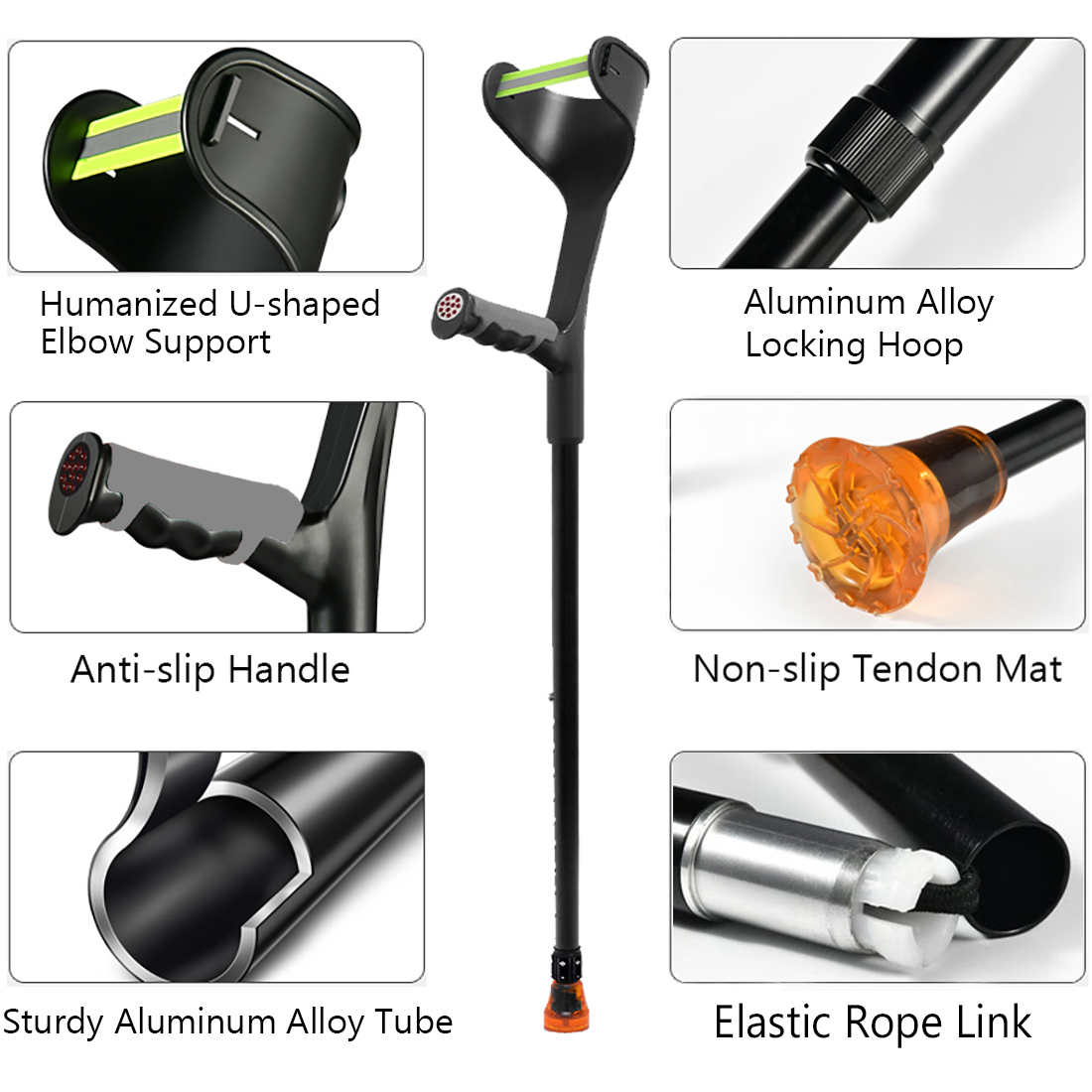 1Pc KCareU Adults Foldable Forearm Crutches, Lightweight Adjustable ...