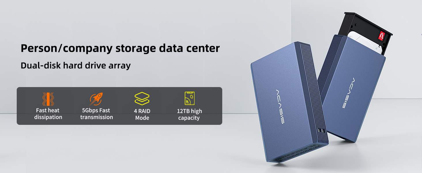 ACASIS usb 3.0 2.5 inch SATA HDD RAID enclosure Double HDD Enclosure ...