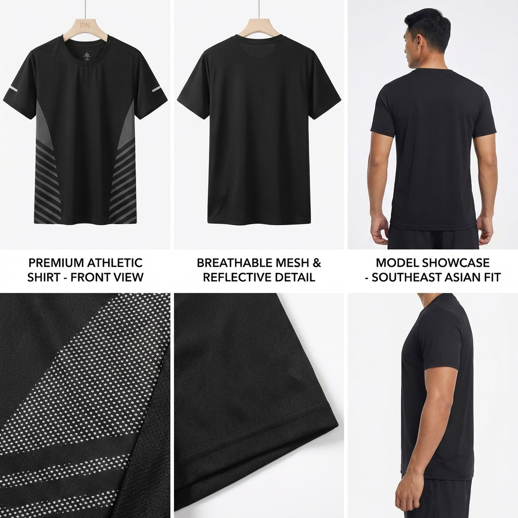 [4 Colors] M-5XL Ice Silk Men's Dri-fit Shirt Fashion Quick-Dry Solid ...