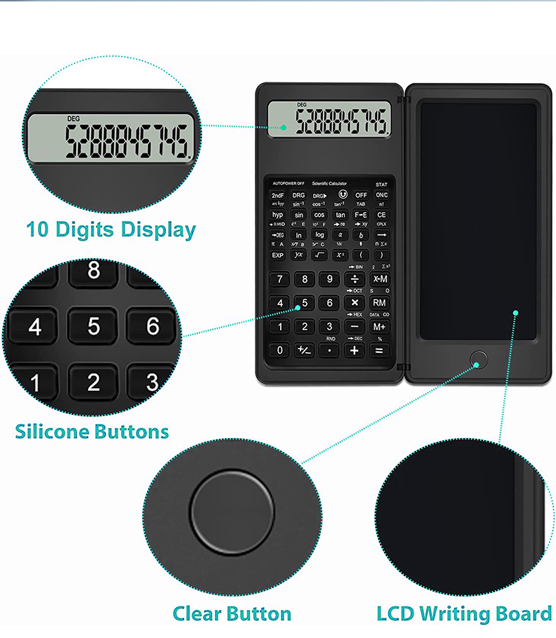 Calculator Scientifics 12-Digit LCD Display Foldable Student Calculator ...