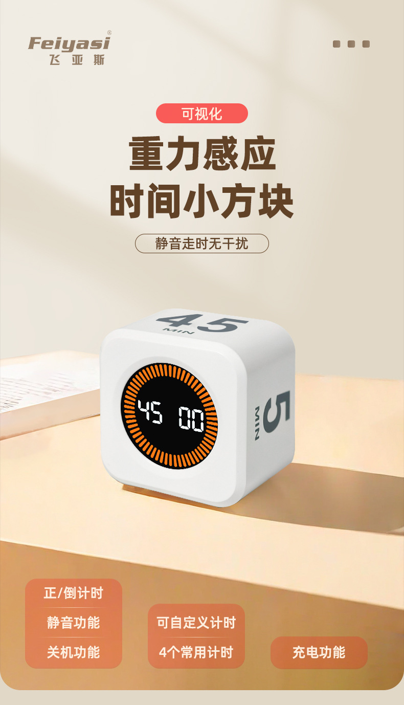Pomodoro Timer 5, 10, 25, 45 Minutes Preset, Desk Productivity Cube w ...