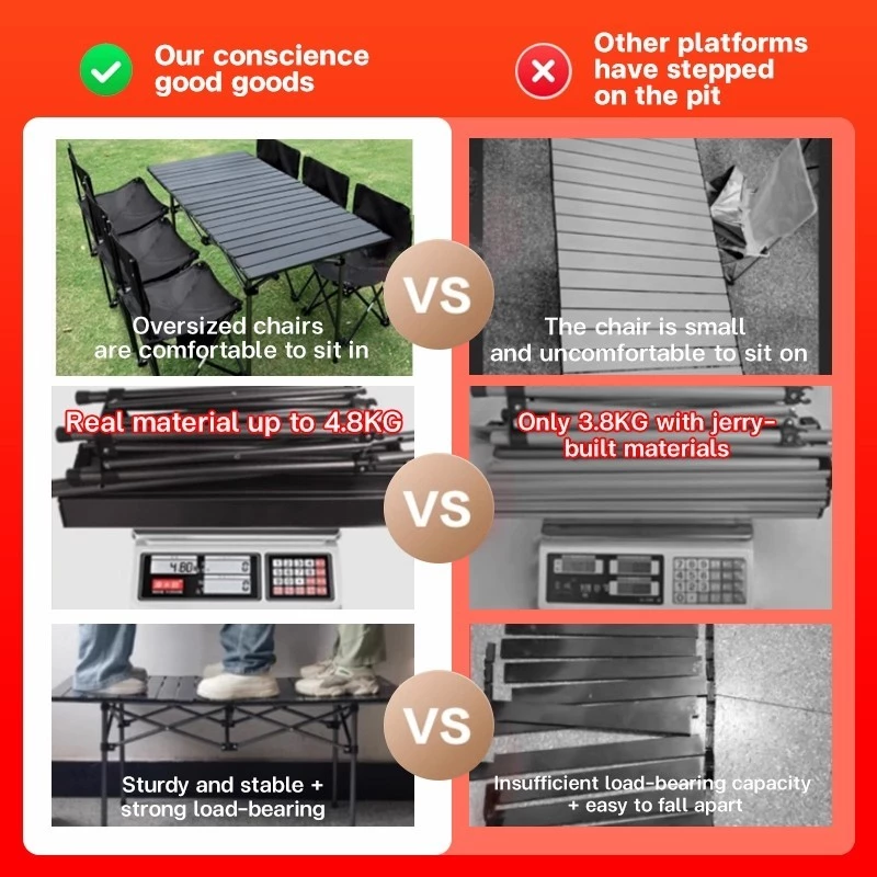 (Black 5-piece set) (4 CHAIRS+1 TABLE) camping chair and table for ...