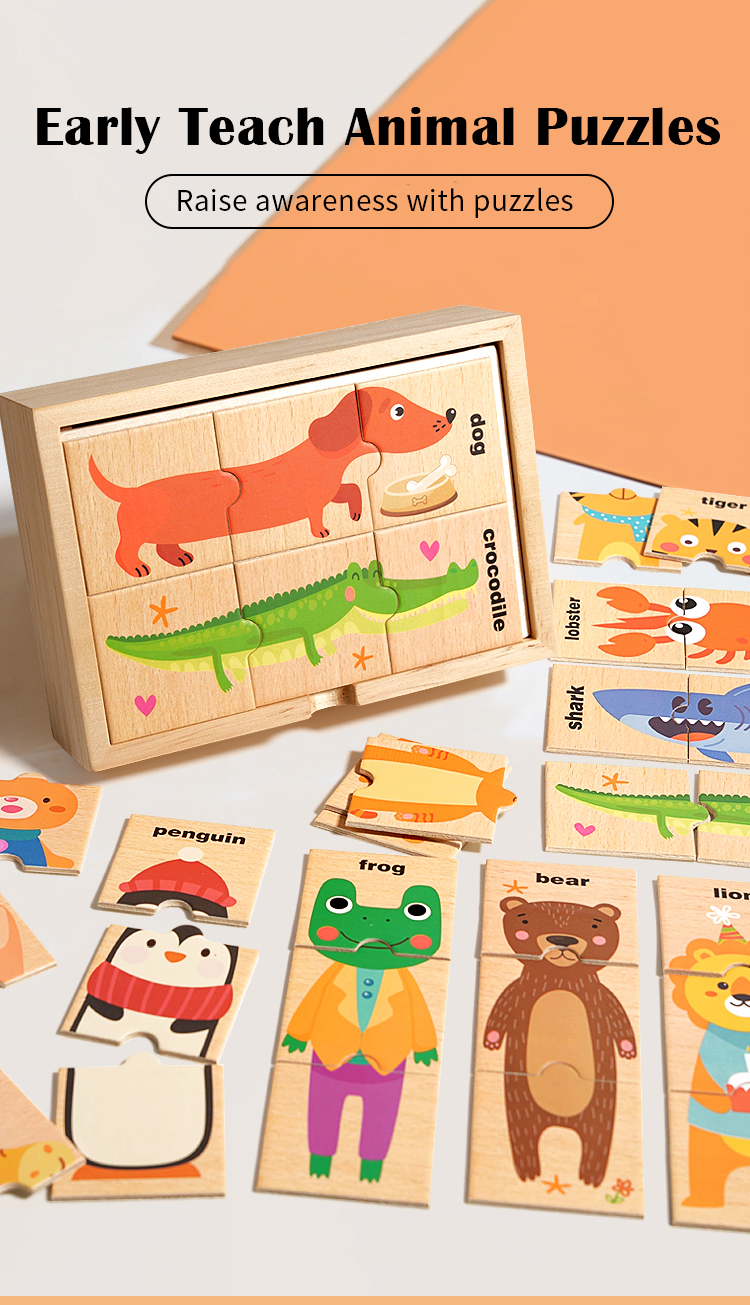 NIKO Animal Puzzle Wooden Toys Early Education Learning Toys Montessori ...