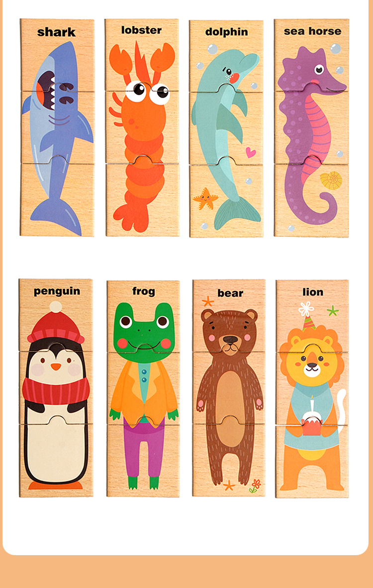 NIKO Animal Puzzle Wooden Toys Early Education Learning Toys Montessori ...
