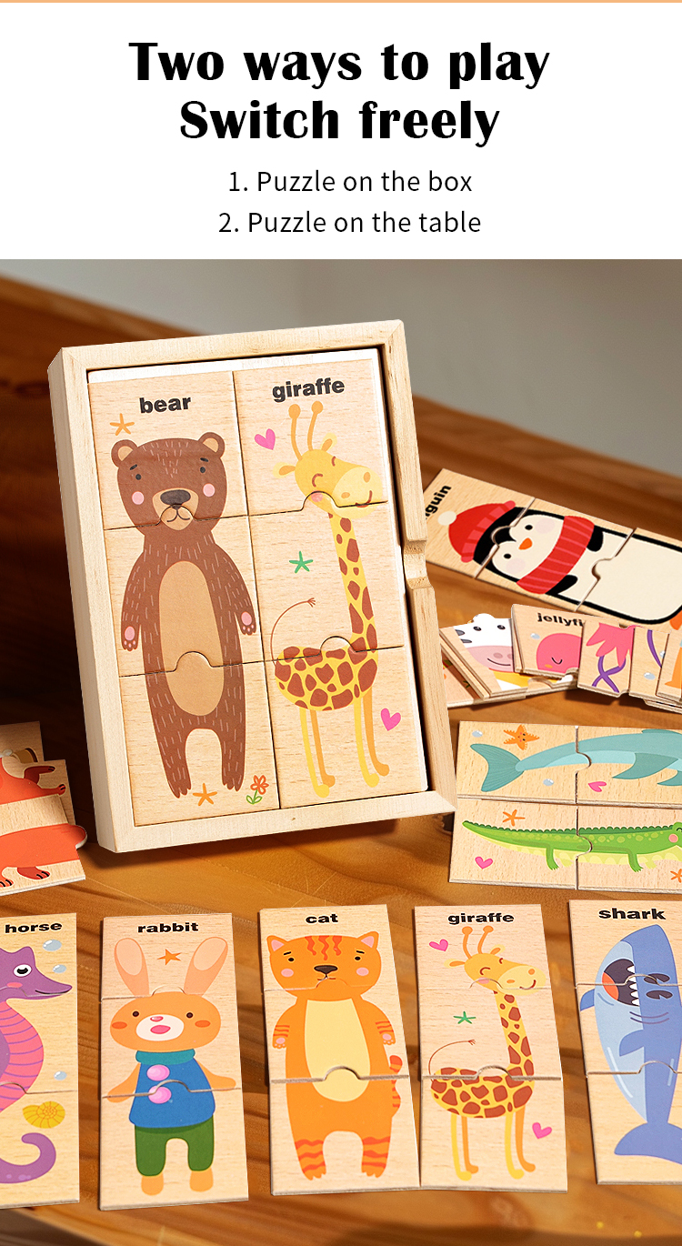 NIKO Animal Puzzle Wooden Toys Early Education Learning Toys Montessori ...