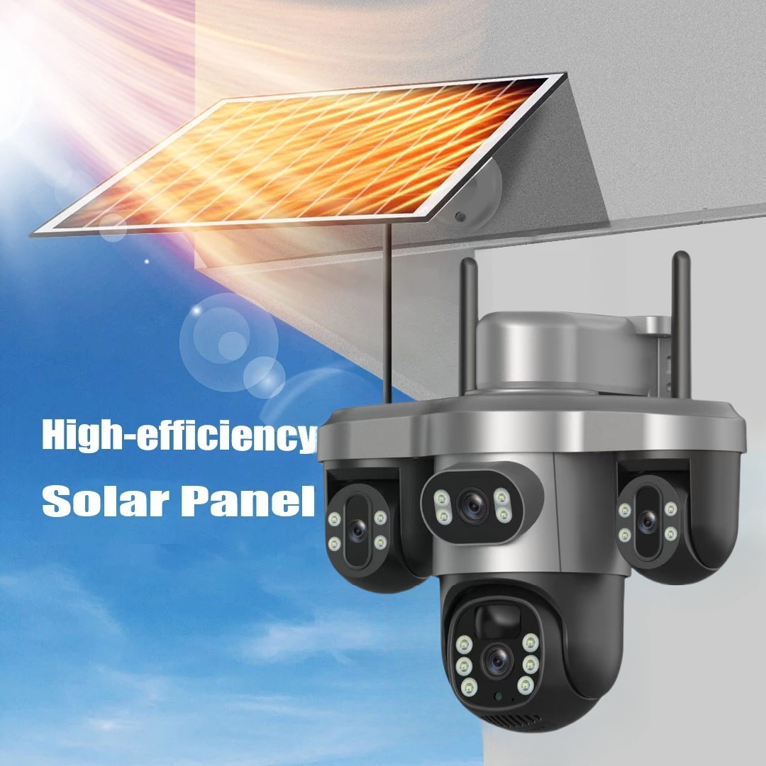 V380 PRO CT01 Four Lens four screen Solar CCTV 8MP Solar 4G Night ...