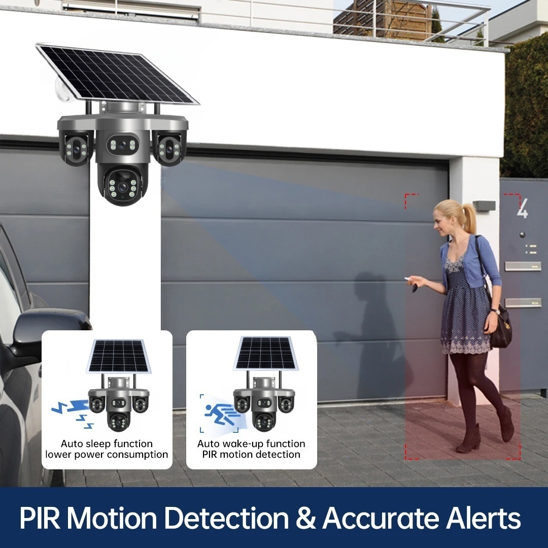 V380 PRO CT01 Four Lens four screen Solar CCTV 8MP Solar 4G Night ...