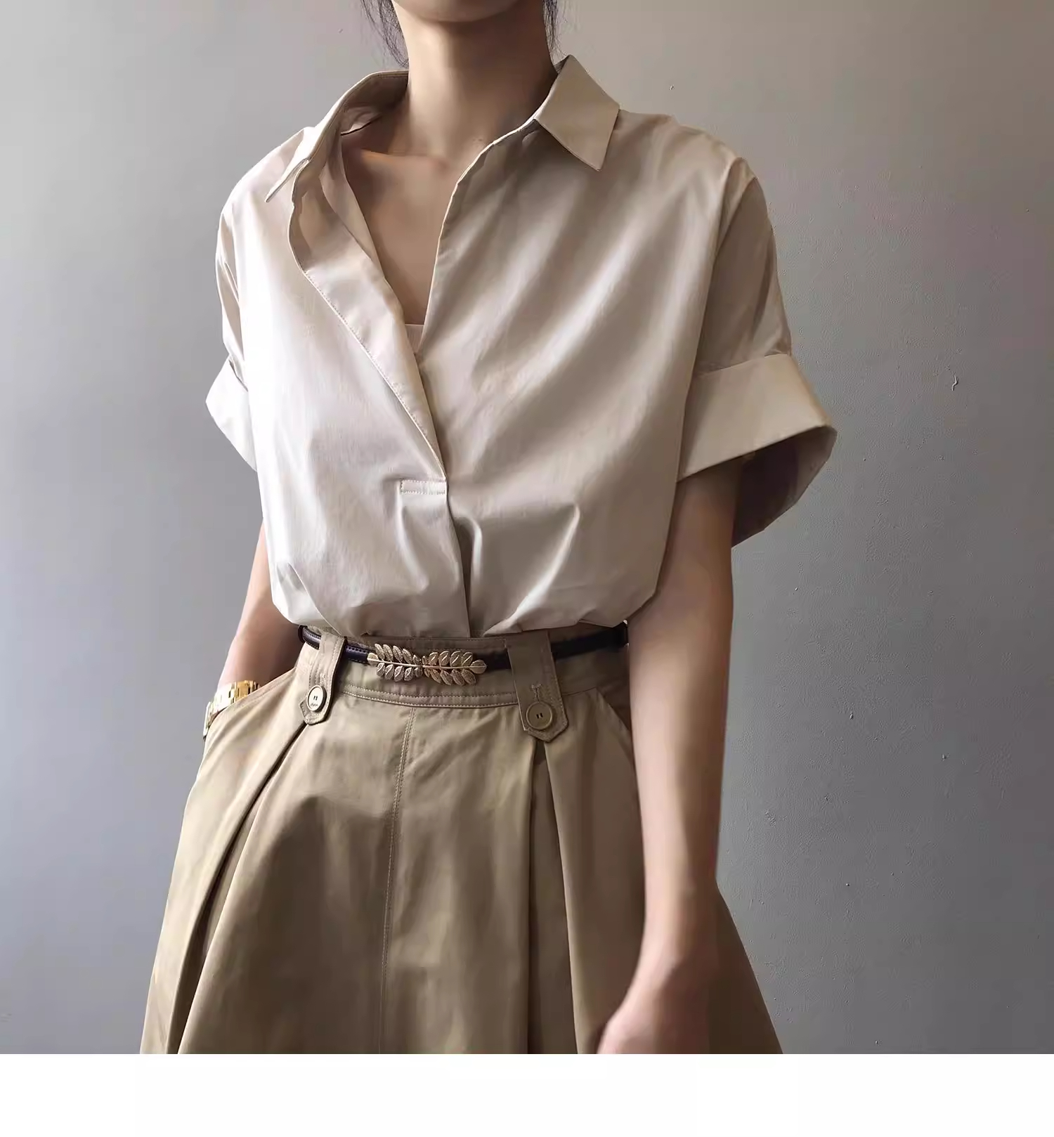 Korean Style Summer Loose White Shirt Women Casual Bat Sleeve Solid ...