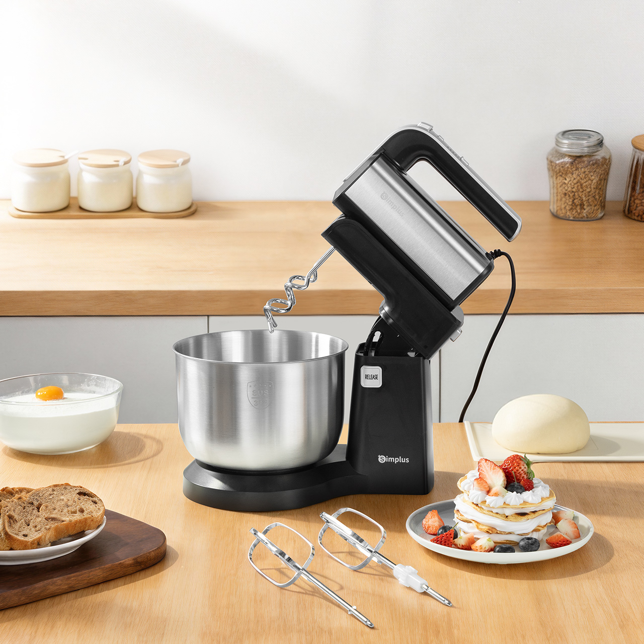 Simplus 2in1 Stand Mixer Stand & Handheld Electric Multi-Function Mixer ...