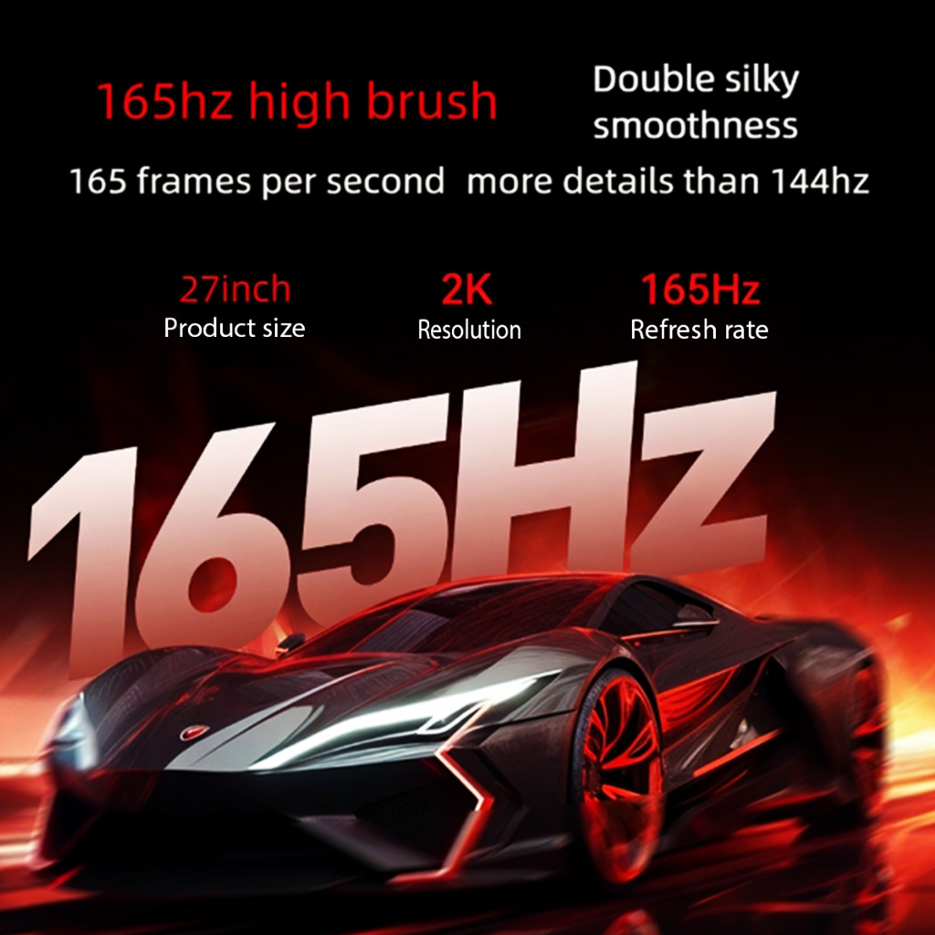 YGT 27" Monitor 165HZ IPS 1ms 2K QHD 2560*1440P Framless Flat Gaming ...