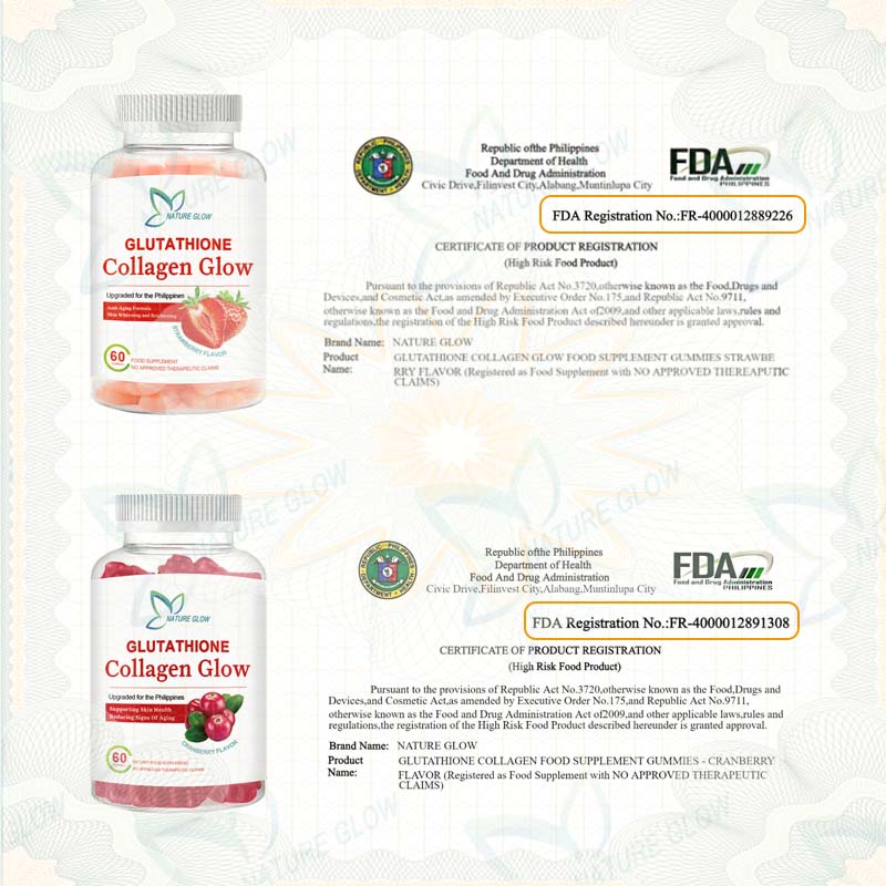 NATURE GLOW Glutathione Collagen Glow Gummies Whitening Skin Anti-Aging ...
