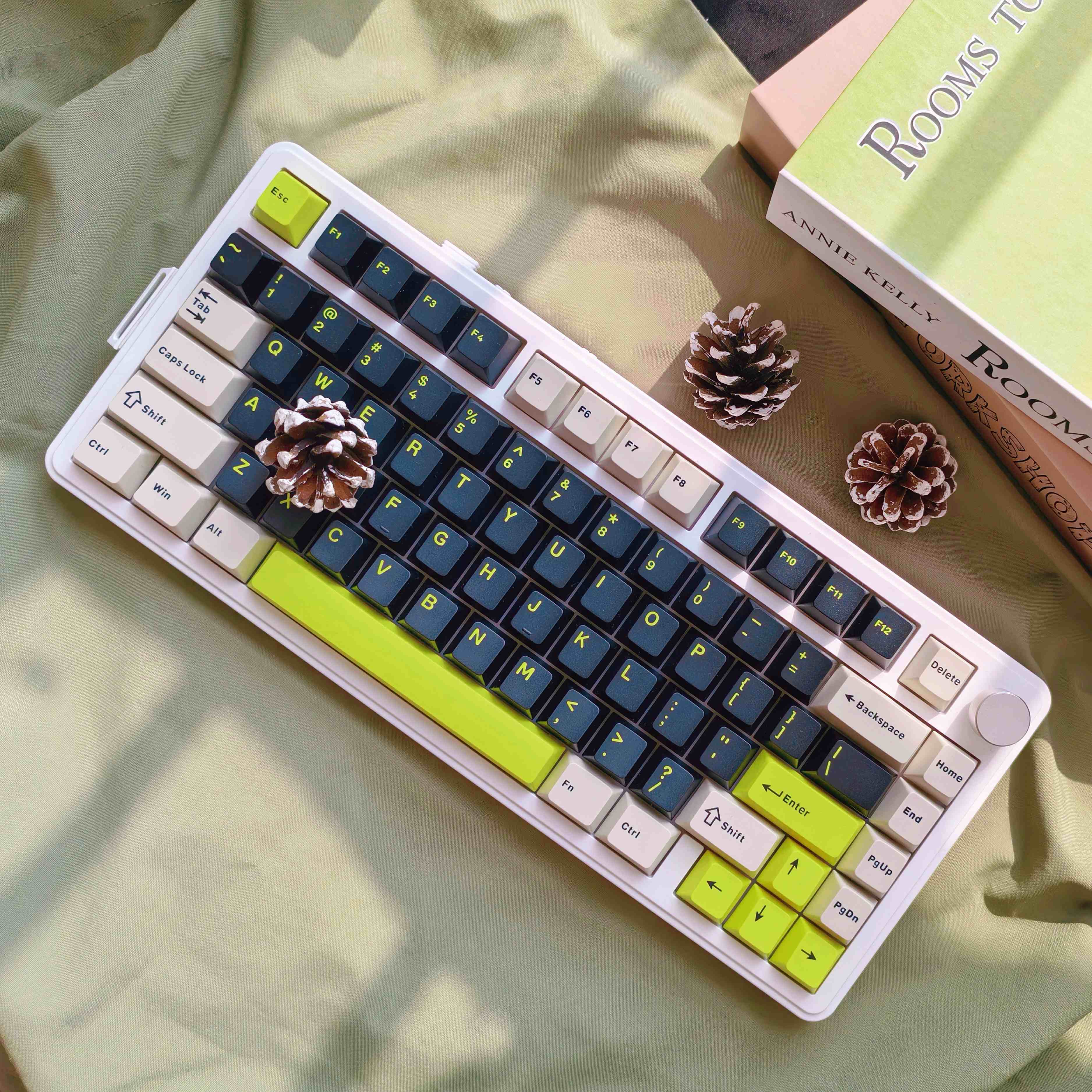 128 Keys Black Lemon Grey Double Shot PBT Keycaps Cherry Profile ...