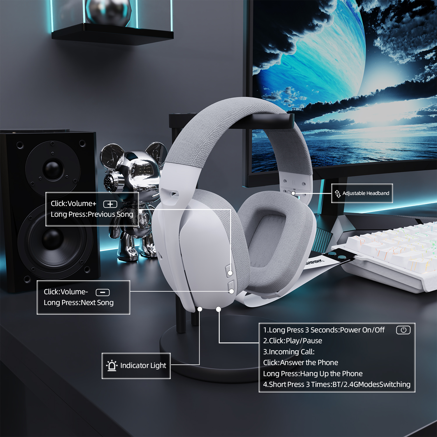 ATTACK SHARK L80 Pro Wireless Gaming Headset 20ms Ultra-Low Latency 3 ...