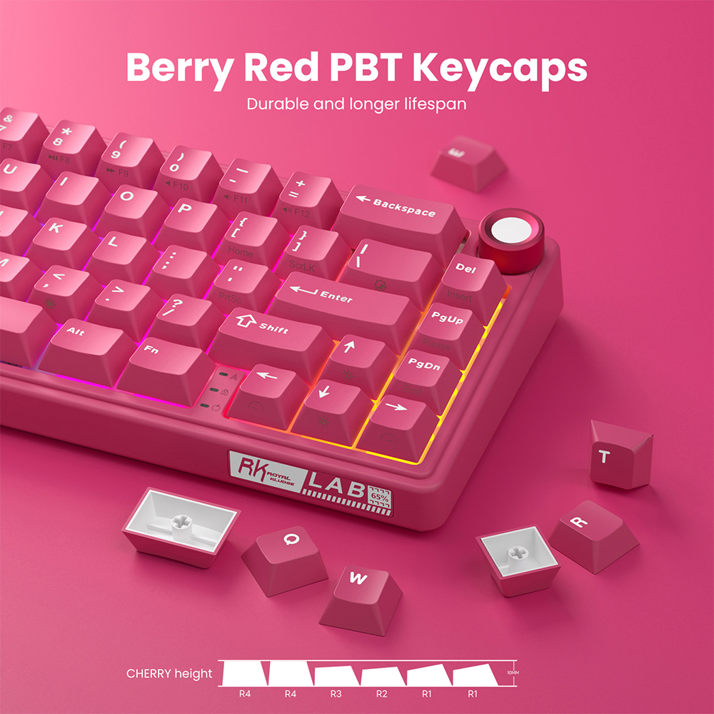RK Royal Kludge RK R65 Berry Red Gasket Wired Hot Swapple Mechanical ...