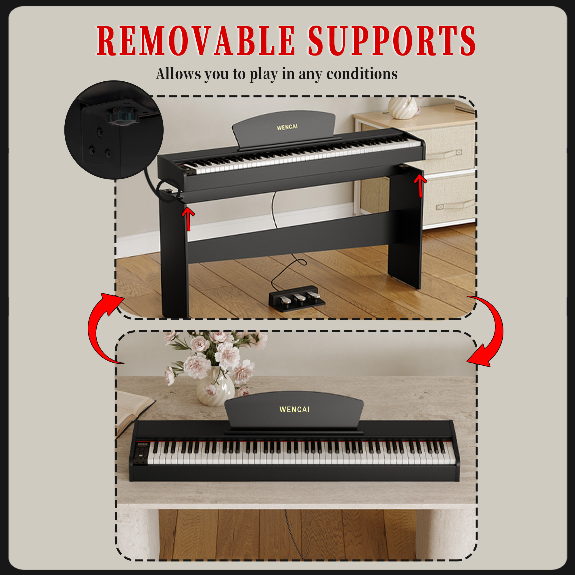 WENCAI 88 Key Digital Upright Piano Keyboard Action Full-size for ...