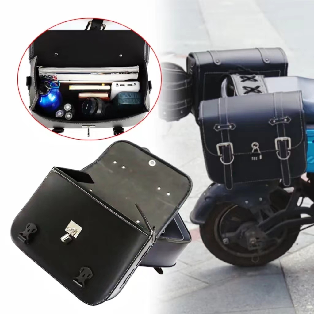 2PCS Universal Motorcycle Saddle Bag With Lock Waterproof Side Bag ...
