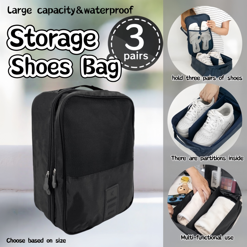 [Local Fast Ship]3-layer Travel Shoe Storage Bag Foldable Waterproof ...