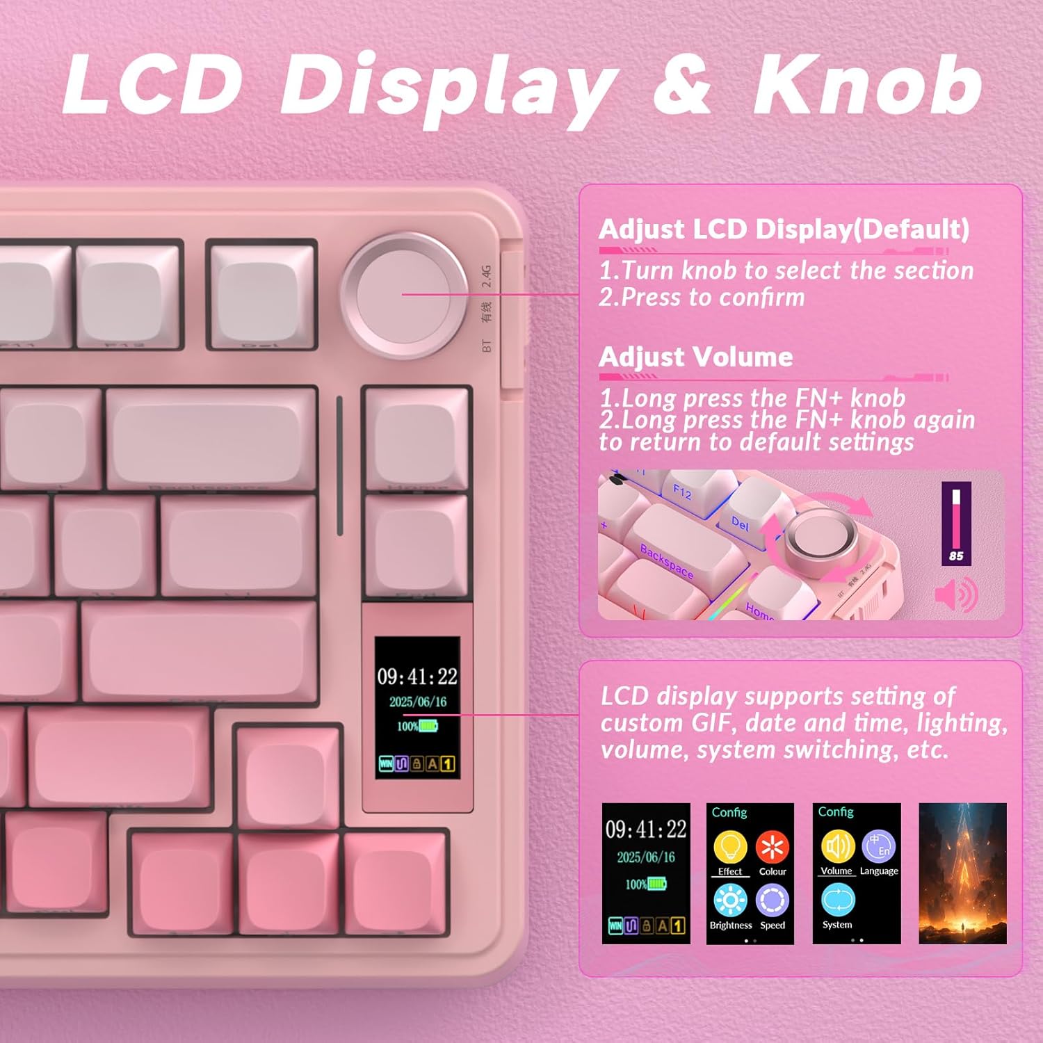 AULA S75Pro 75% Tri-Mode Mechanical Gaming Keyboard, PBT Keycaps, Hot ...