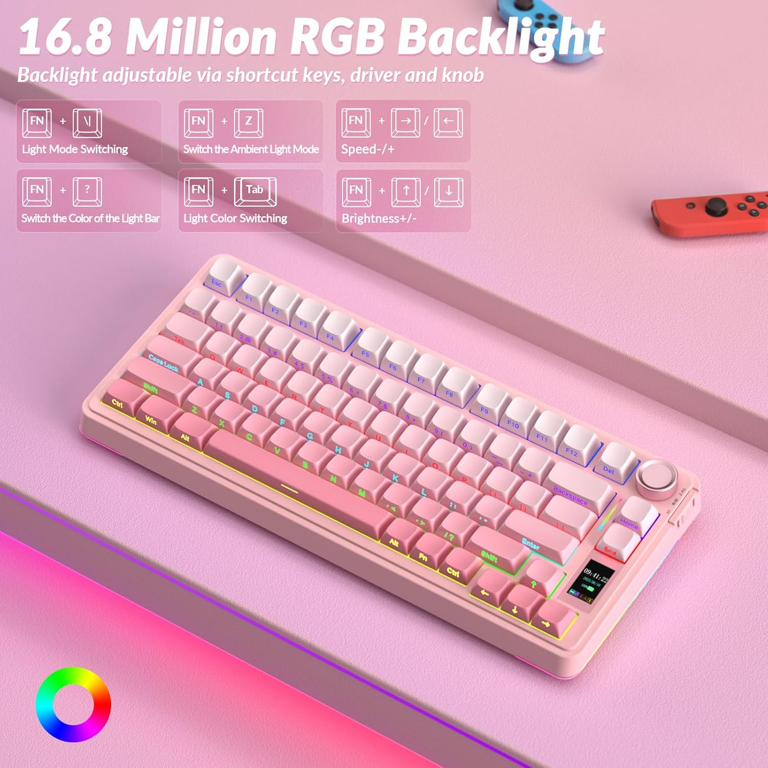 AULA S75Pro 75% Tri-Mode Mechanical Gaming Keyboard, PBT Keycaps, Hot ...