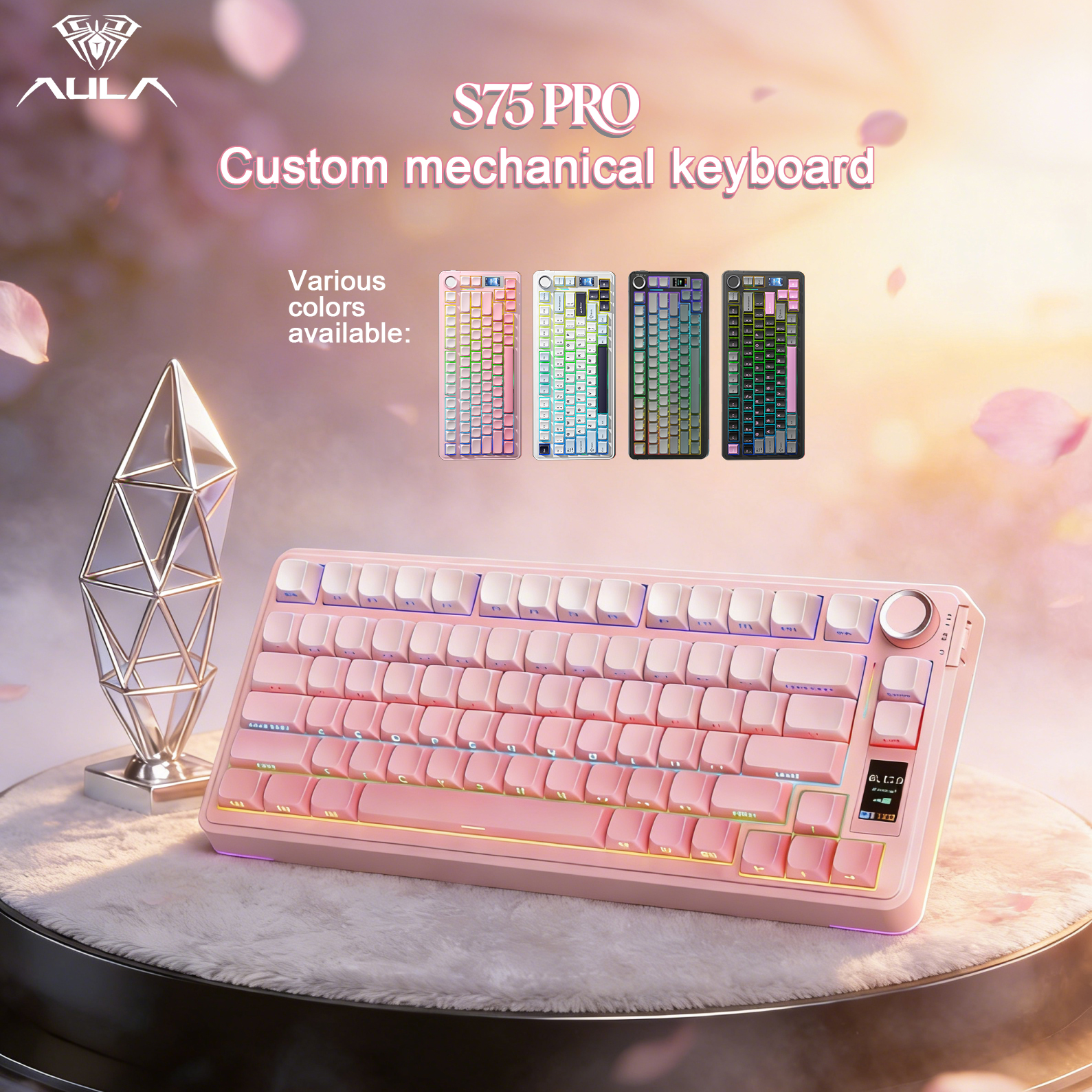 AULA S75Pro 75% Tri-Mode Mechanical Gaming Keyboard, PBT Keycaps, Hot ...