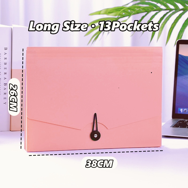 Long Expanding File Folder with Elastic Rope Buckle 13Pockets Large ...