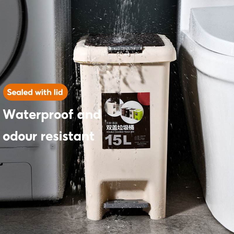 SUNNY SPACES 30L Trash Bin with Pedal Aesthetic Trash Can with Cover ...